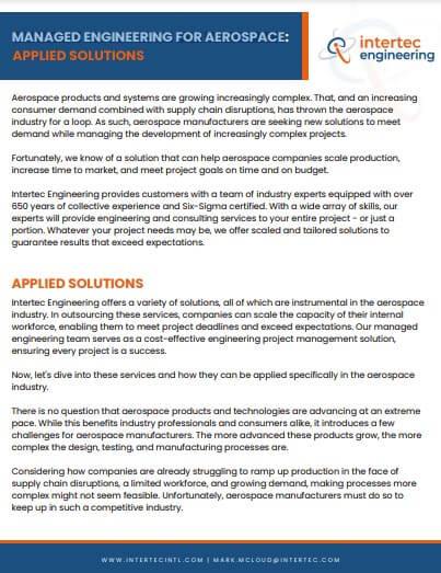 Managed Services for Aerospace | Intertec Engineering